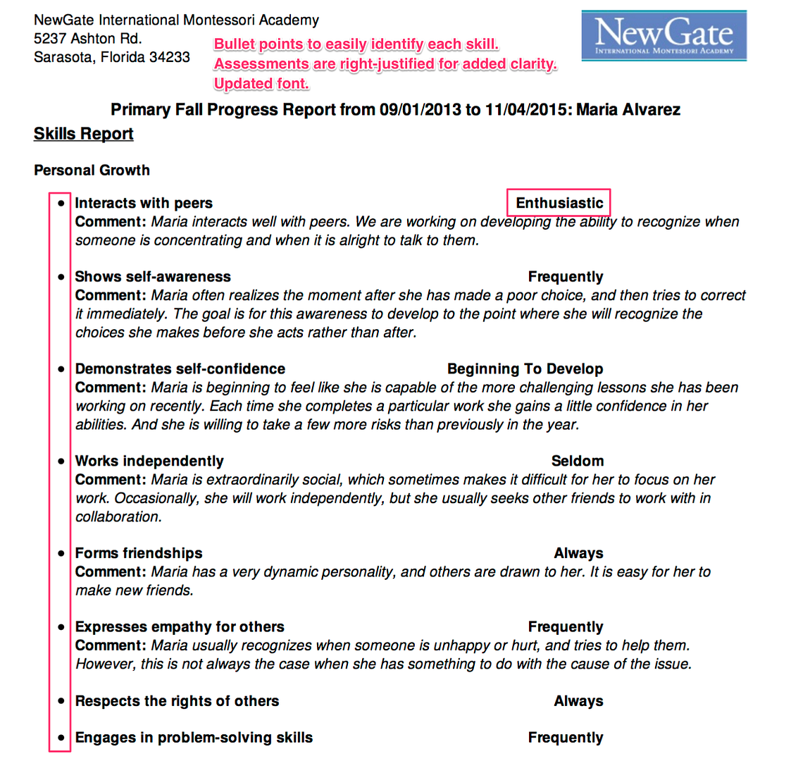 Writing Childrens Progress Report Statprojects web fc2